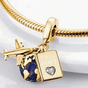 Travel Theme Bracelet Charm. Passport, Airplane Dangle Charm. Fits ...