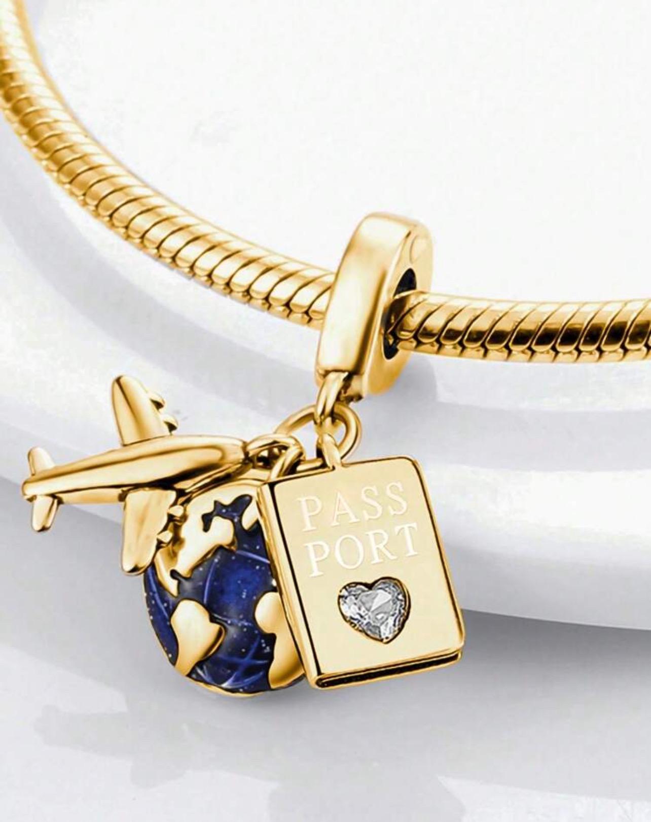 Travel Theme Bracelet Charm. Passport, Airplane Dangle Charm. Fits ...