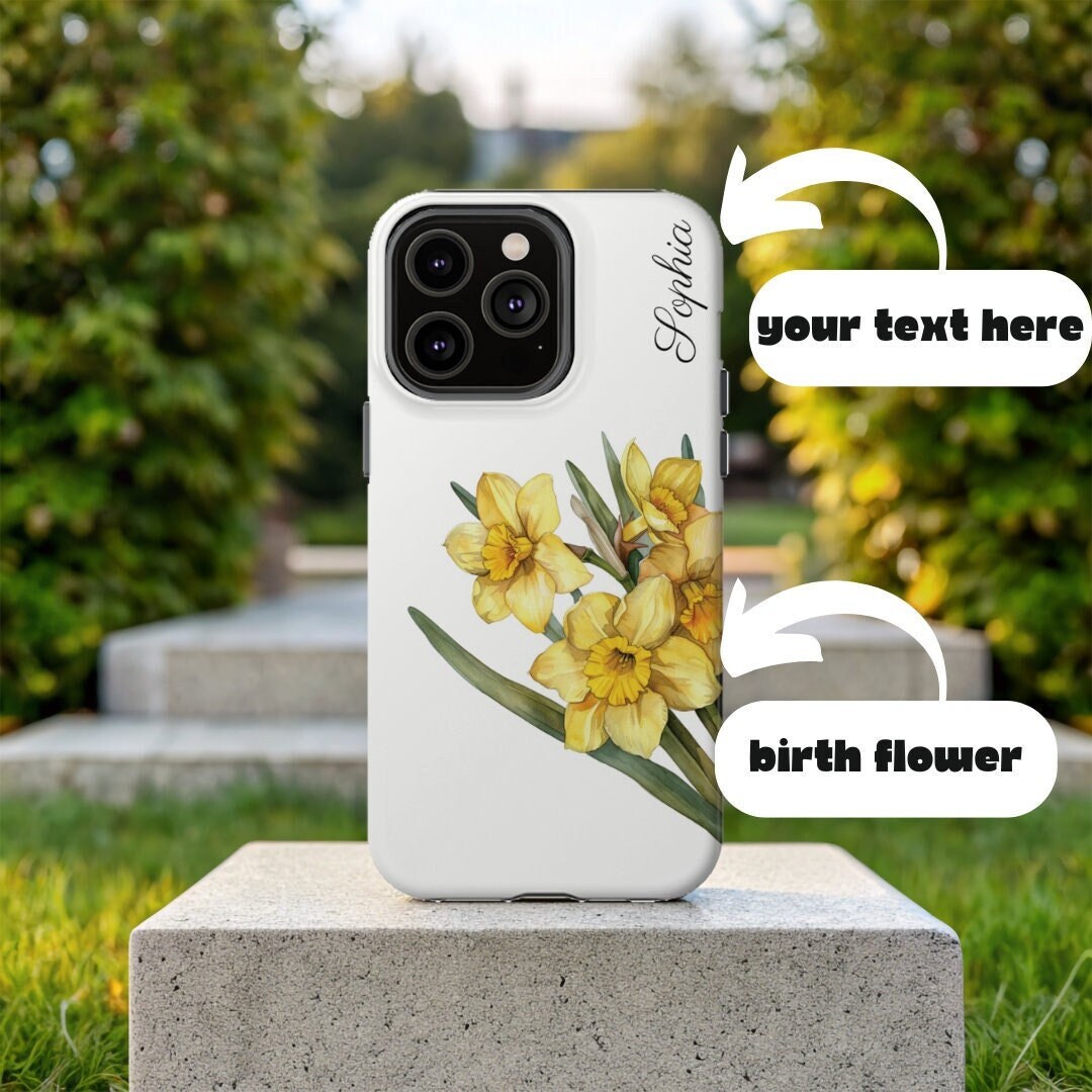Custom Birth Flower March Personalized Date Months Tough Phone Case ...
