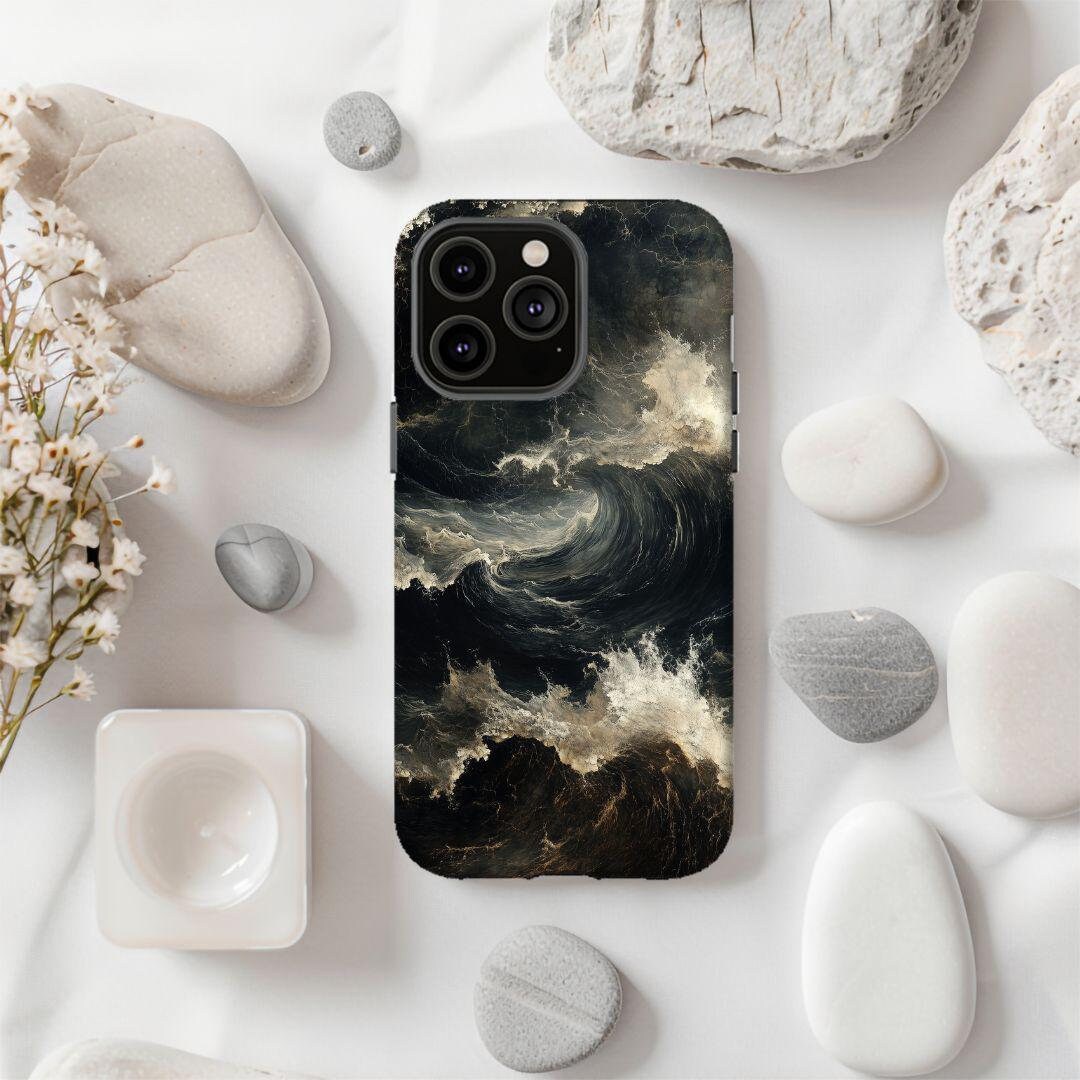 Magsafe Black Ocean Sea Waves Tsunami Waters Realistic Elegant Art ...