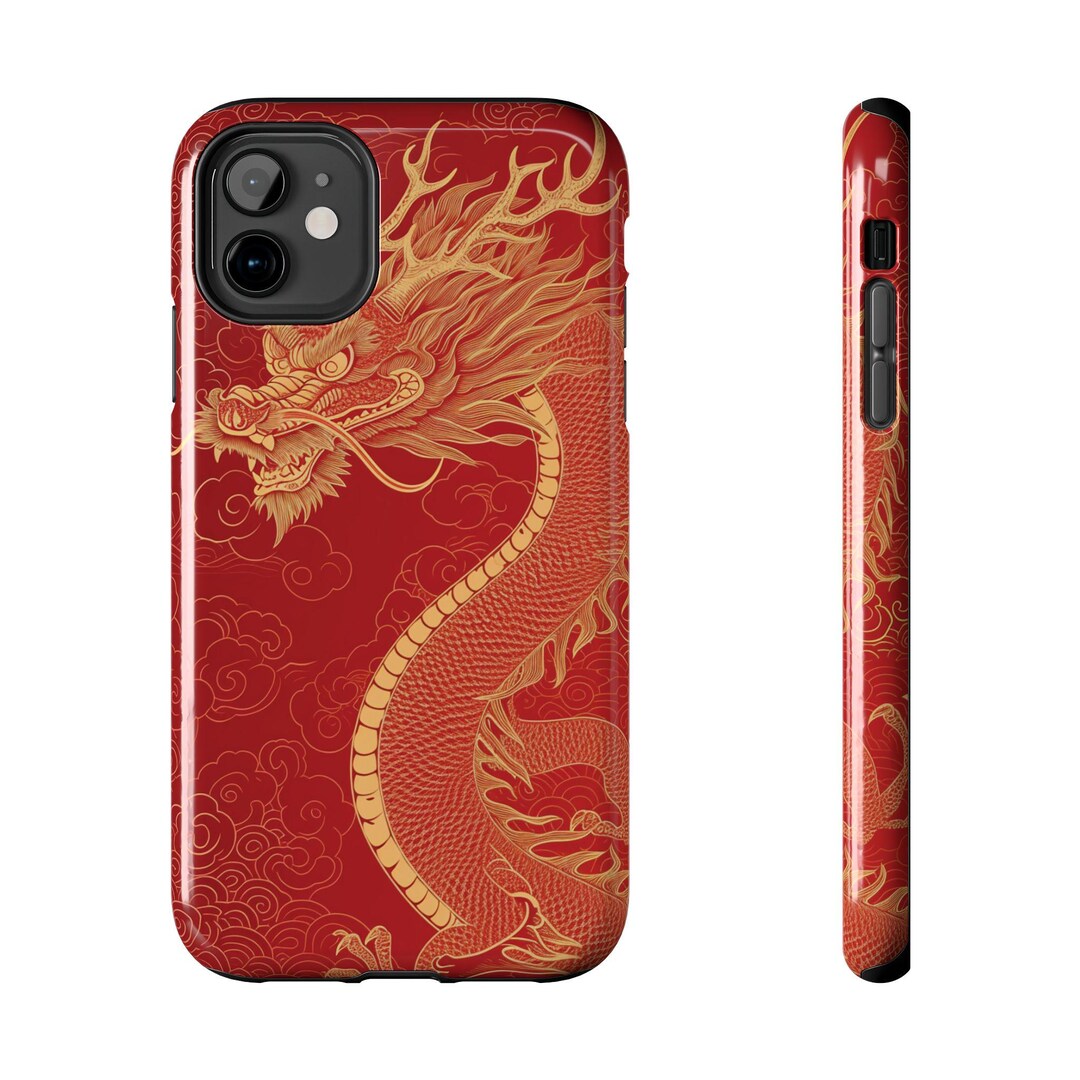 Magsafe Asian Red Envelope Chinese New Year Gold Dragon Art Phone Case ...