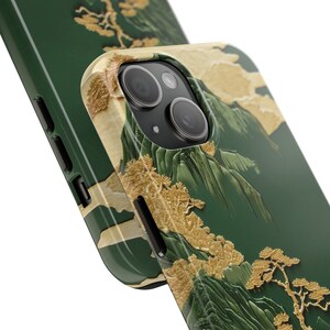 Magsafe Asian Chinese Embroidery Phone Case Green Landscape Tough Phone ...