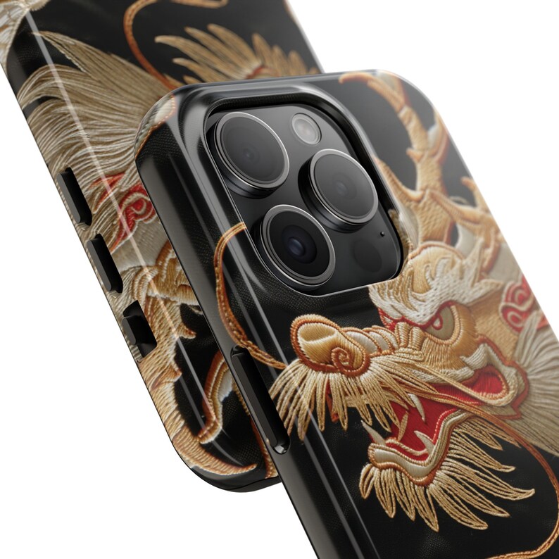 Asian Dragon Chinese Art Embroidery Crochet Aesthetic Tough Phone Case ...