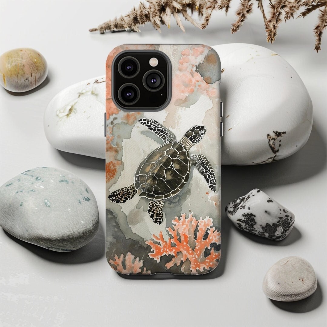 Magsafe Watercolor Hawaiian Sea Turtle Phone Case, Hawaii Tough Phone ...