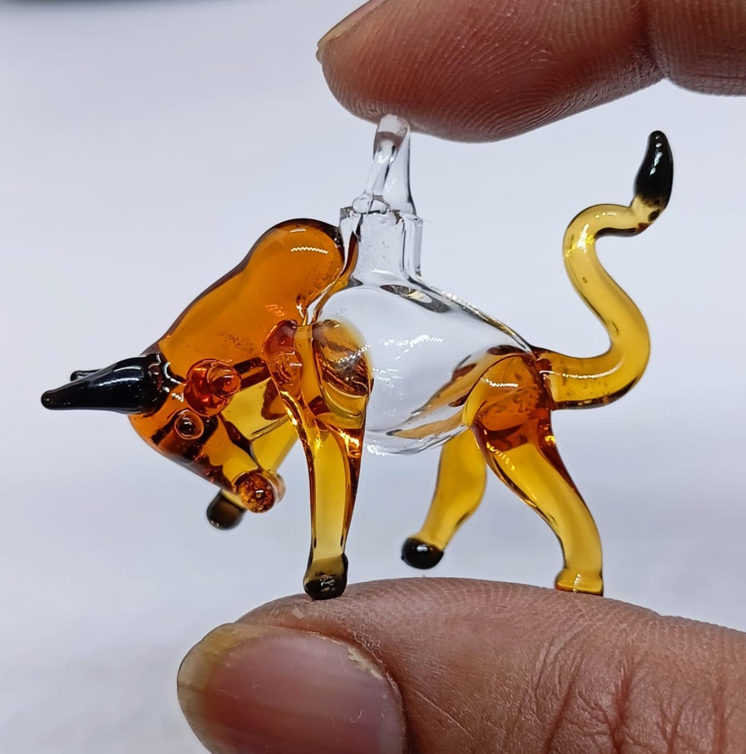 Handmade Murano Glass Bull Figurine: Yellow Glass Art Ornament - Etsy