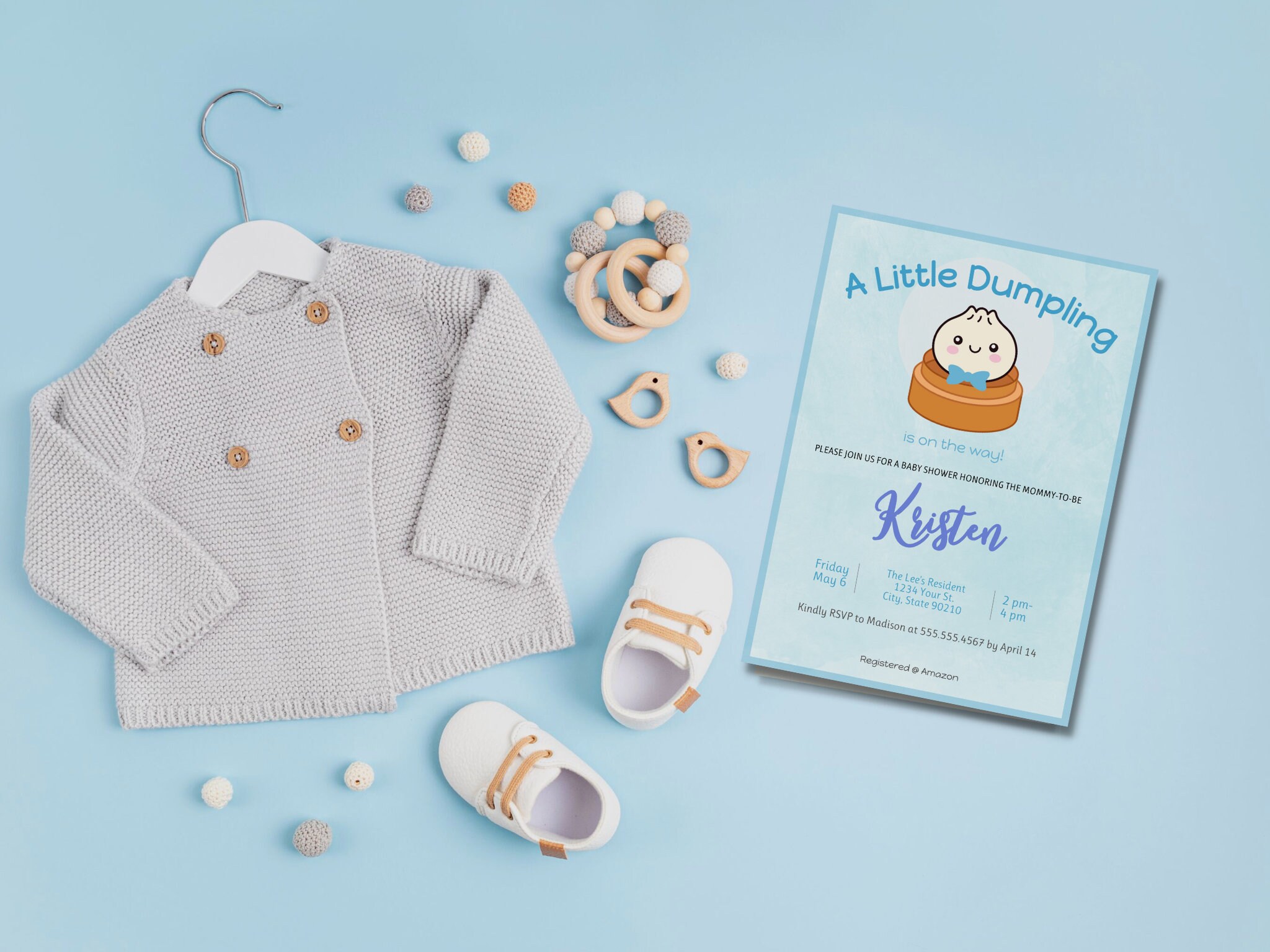 Dumpling Baby Shower Theme, Baby Boy Baby Shower Invitation, Little ...