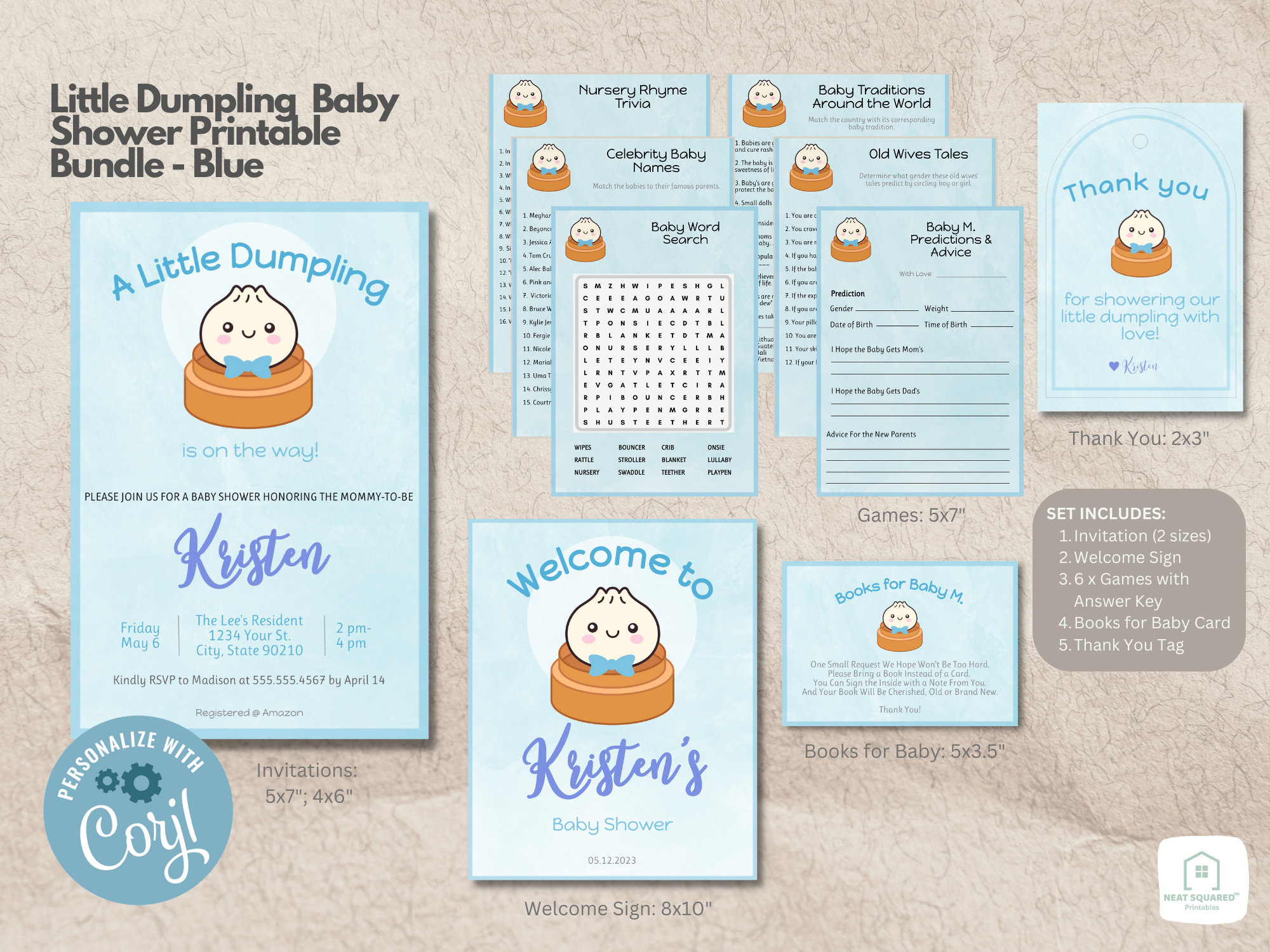 Dumpling Baby Shower Theme, Baby Boy Baby Shower Invitation, Little ...
