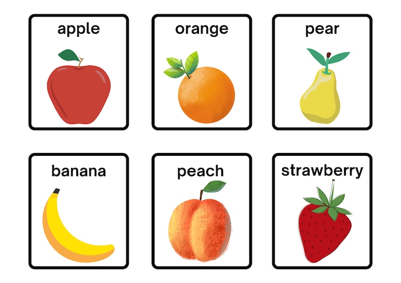 Fruits Flashcards Kids Educational Flashcards - Etsy