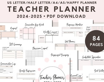 Teacher Planner 2024-2025, Printable Lesson Planner, PDF Teacher ...