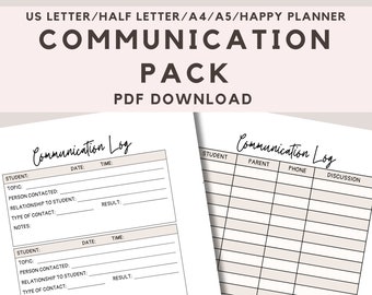 Communication Log Pages, Printable Communication Tracker, PDF Teacher ...