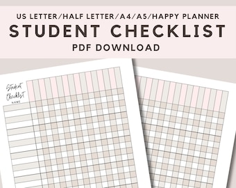 Student Checklist Pages, Printable Checklist, Gradebook, PDF Teacher ...