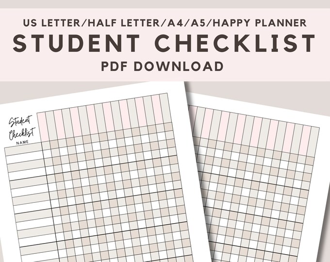 Student Checklist Pages, Printable Checklist, Gradebook, PDF Teacher ...