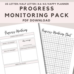 Progress Monitoring Pages, Printable Progress Monitoring, PDF Teacher ...