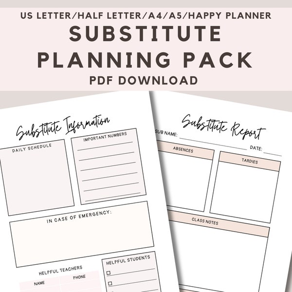 Sub Teacher Report - Etsy