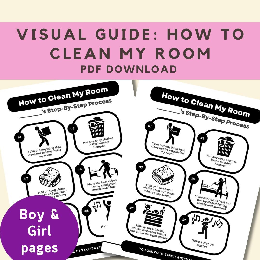 Printable Kids Bedroom Cleaning Checklist, Visual Cleanup List for ...