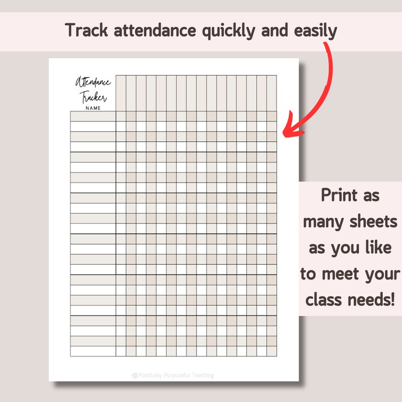 Attendance Tracker Pages, Printable Attendance Log, PDF Teacher Planner ...