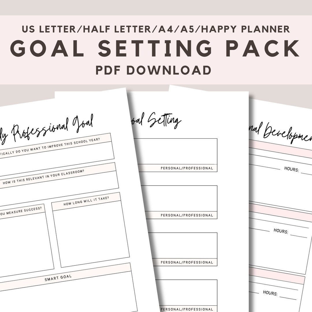 Goal Setting Pages, Printable Goal Setting Planner, PDF Teacher Planner ...