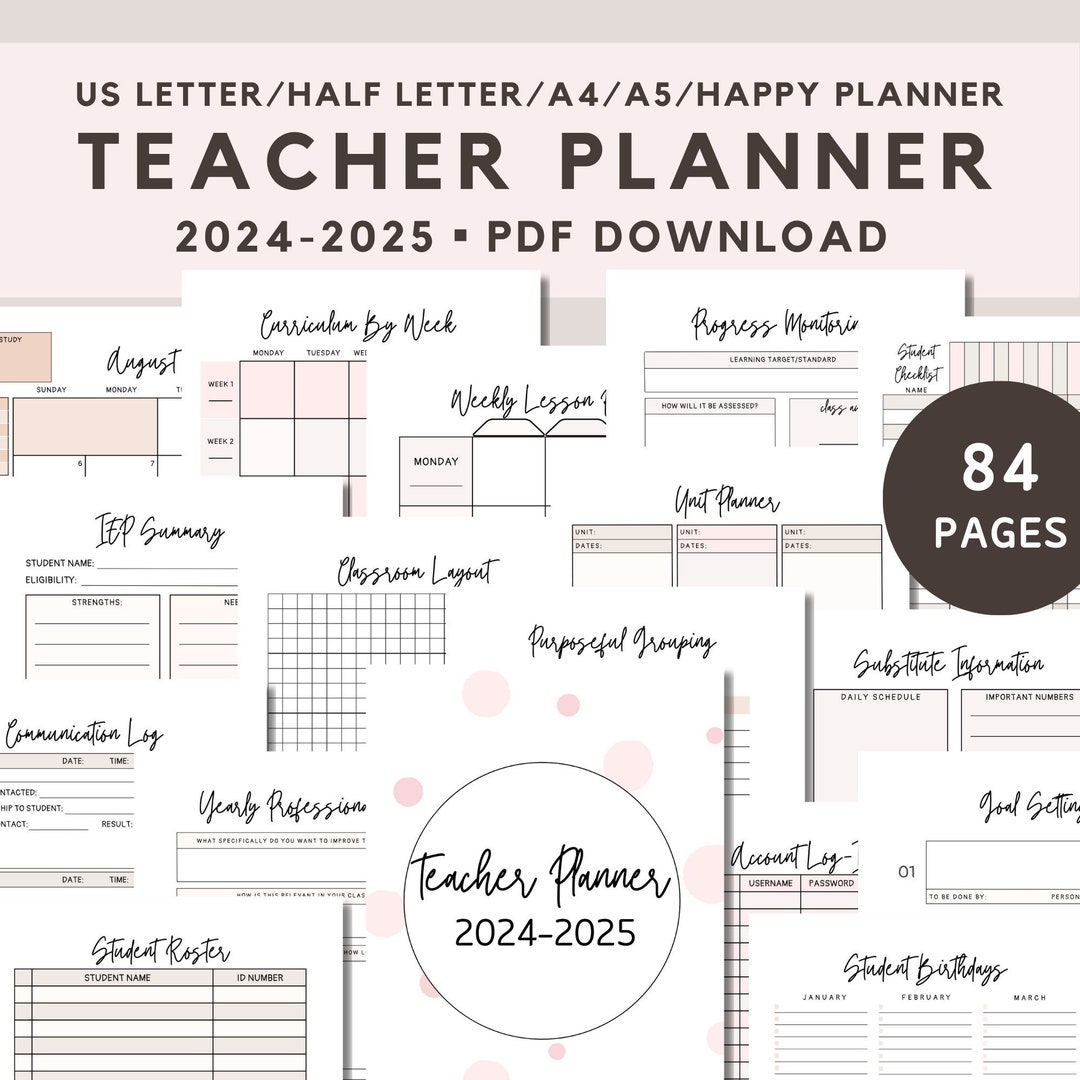 Teacher Planner 2024-2025, Printable Lesson Planner, PDF Teacher ...