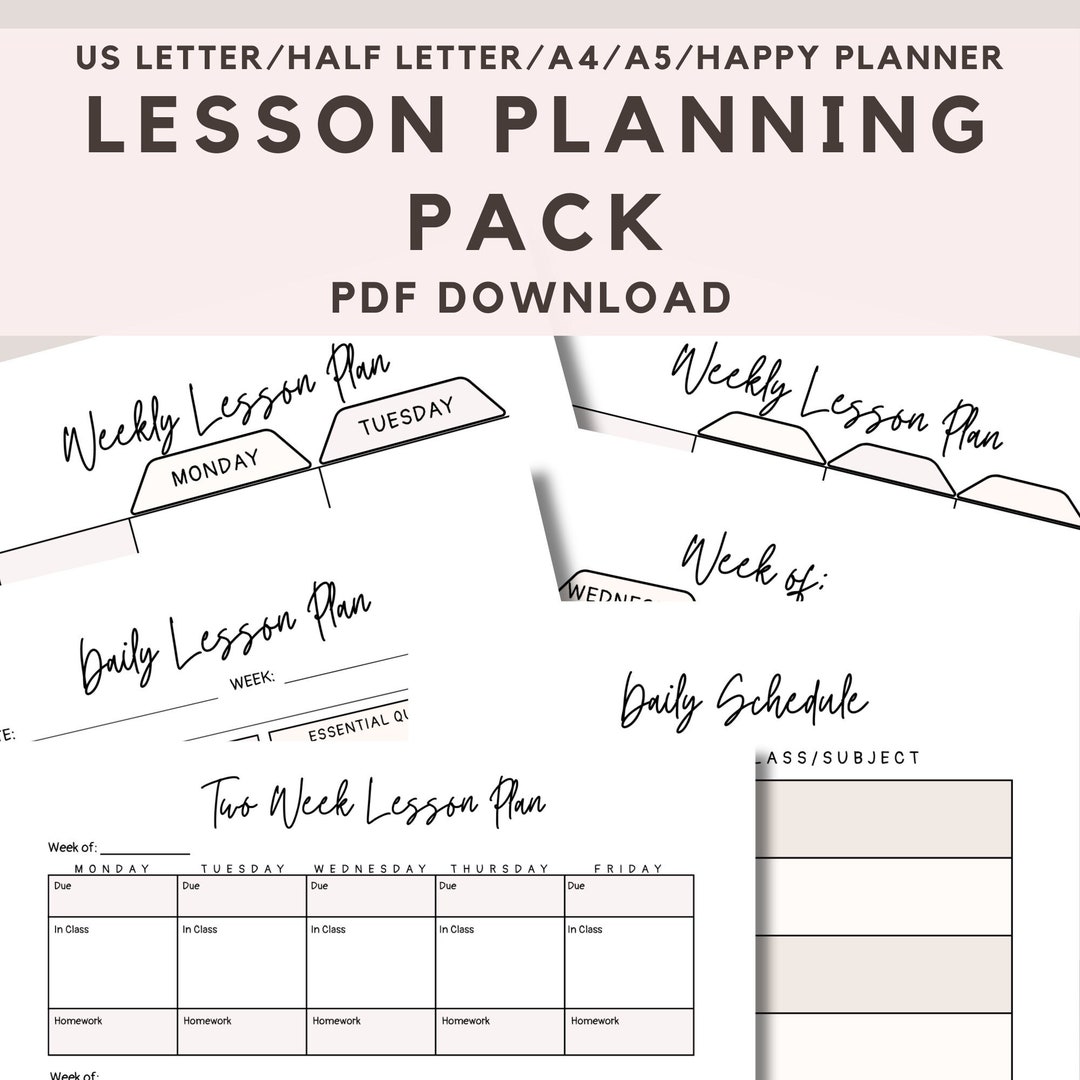 Lesson Plan Pages, Printable Planning Templates, PDF Teacher Planner ...