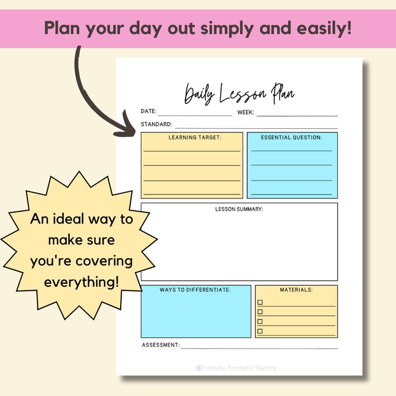 Lesson Plan Pages, Printable Planning Templates, PDF Teacher Planner ...