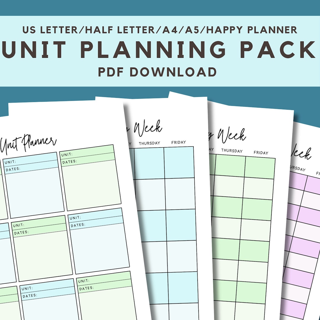 Unit Planning Pages, Printable Teacher Curriculum Planner, PDF Teacher ...
