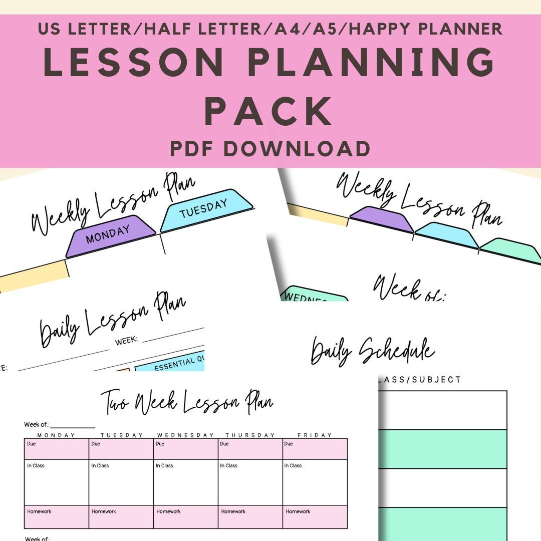 Lesson Plan Pages, Printable Planning Templates, PDF Teacher Planner ...