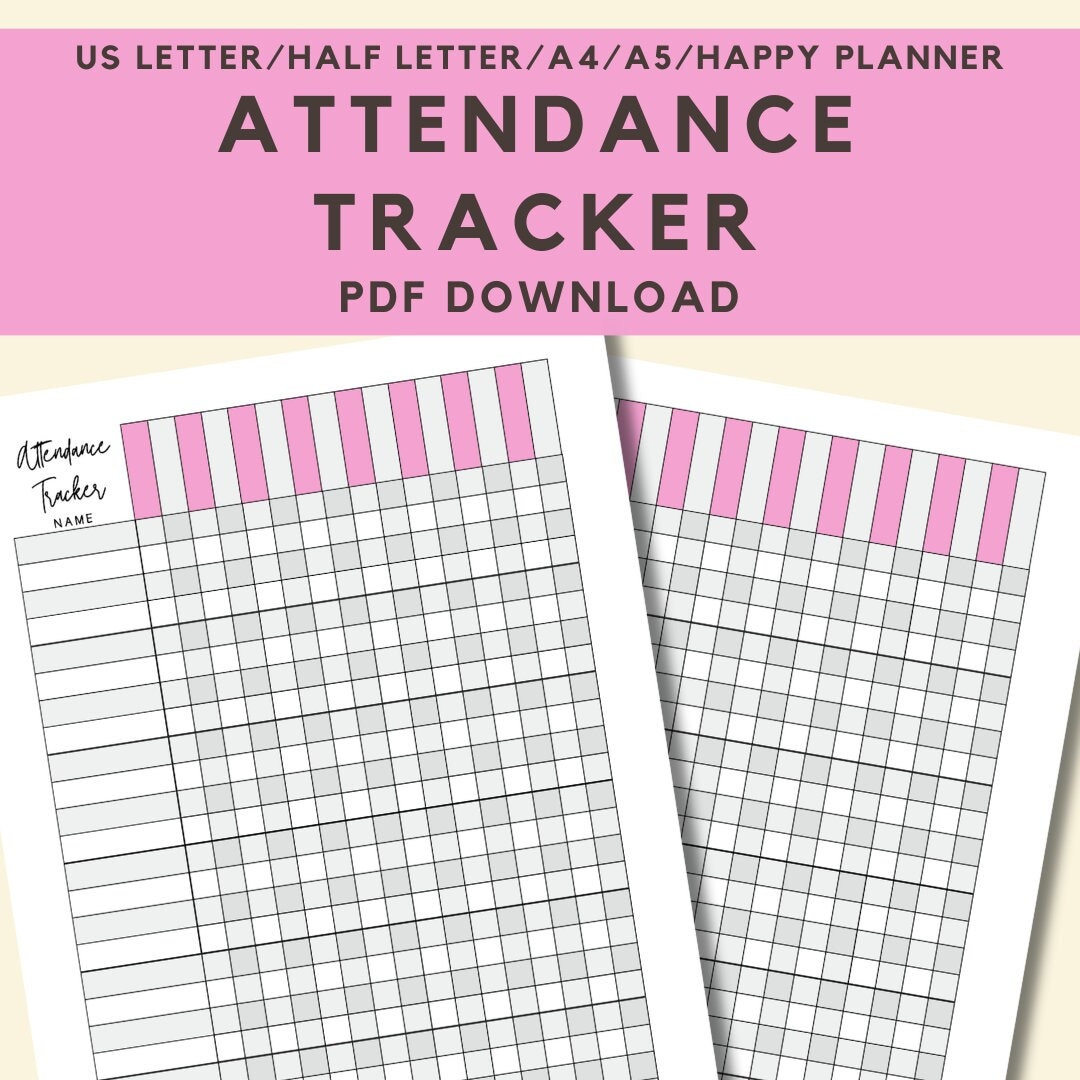 Attendance Tracker Pages, Printable Attendance Log, PDF Teacher Planner ...