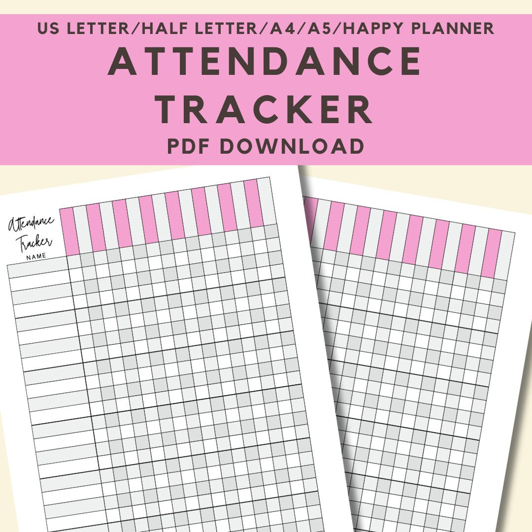 Attendance Tracker Pages, Printable Attendance Log, PDF Teacher Planner ...