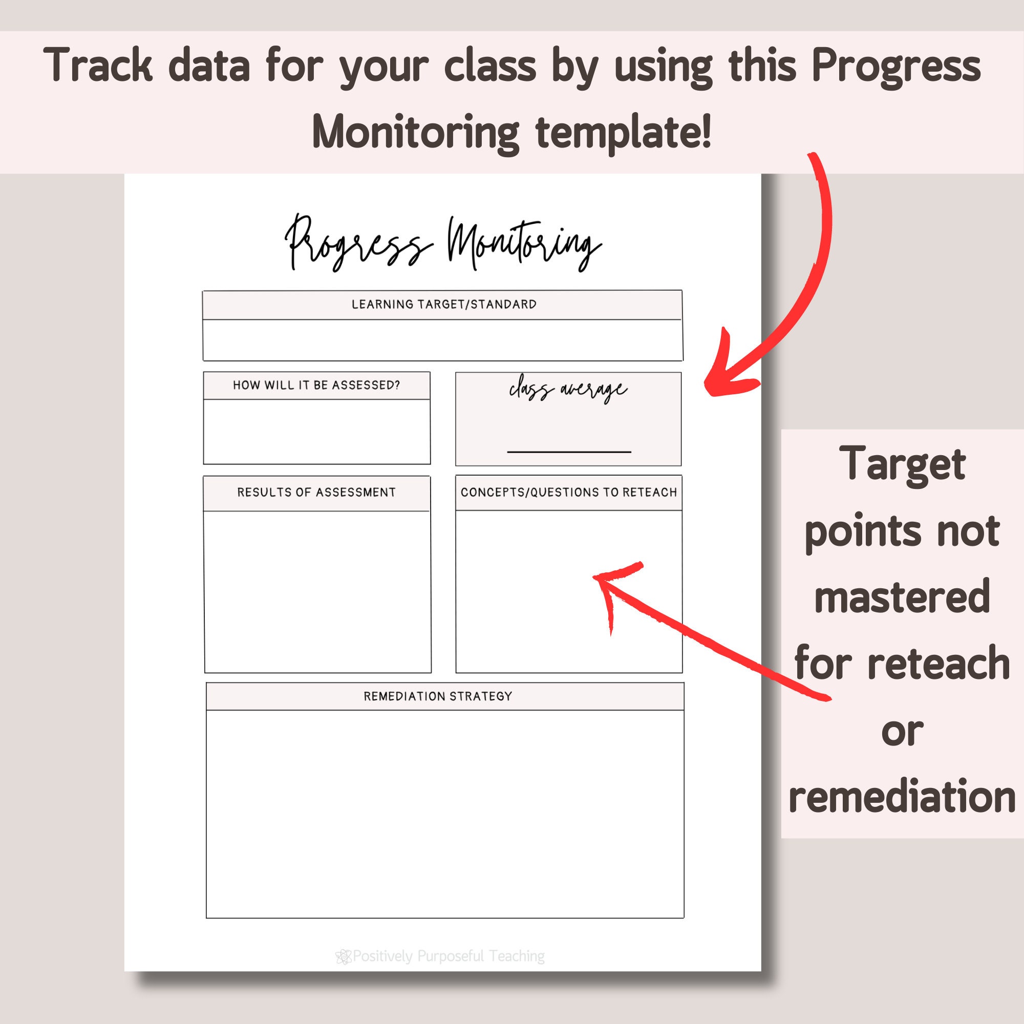 Progress Monitoring Pages, Printable Progress Monitoring, PDF Teacher ...