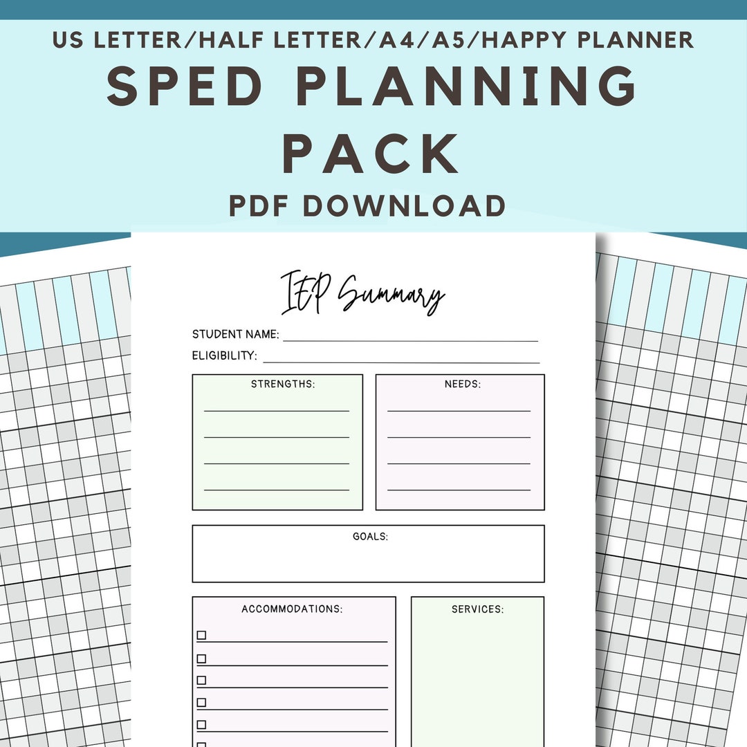 SPED Planning Pages, Printable SPED Planner and Tracker, PDF Teacher ...