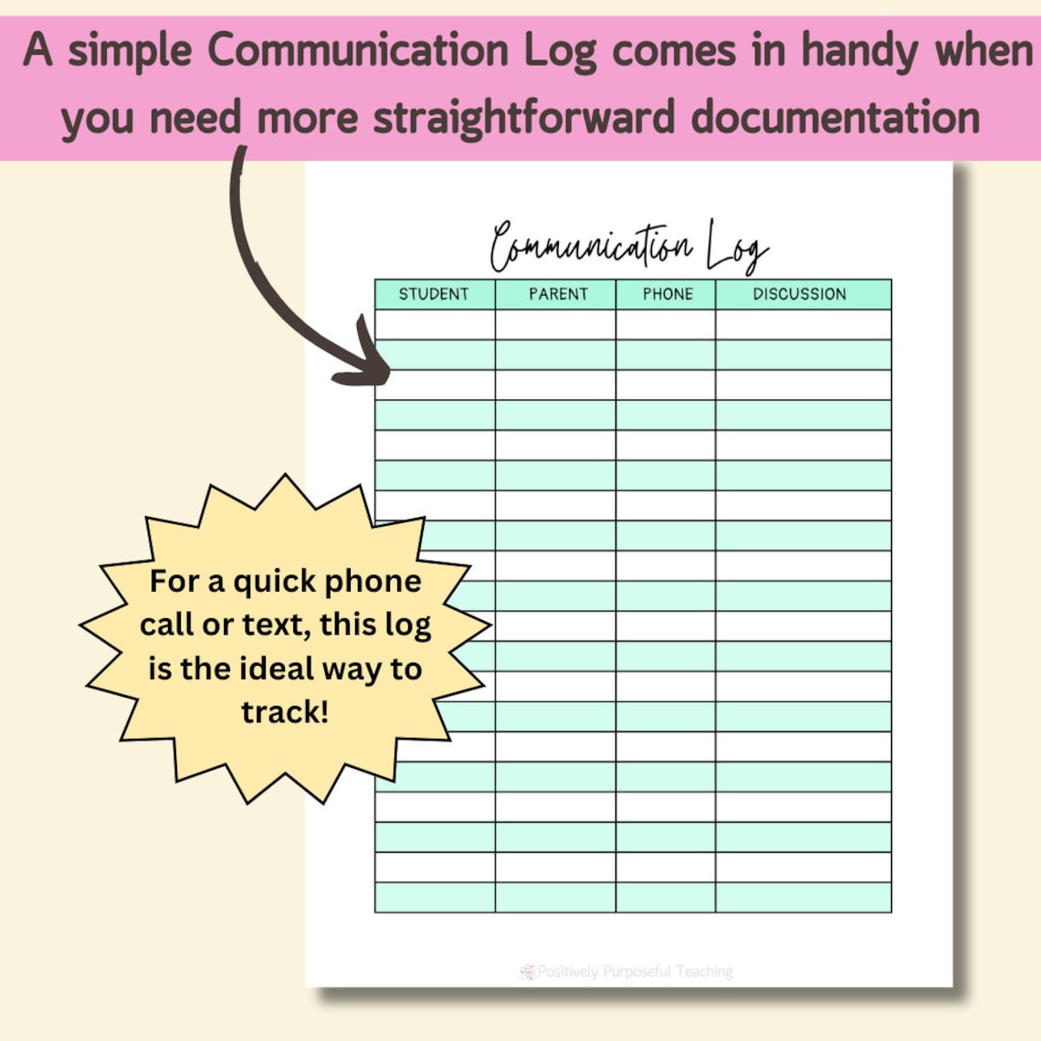 Communication Log Pages, Printable Communication Tracker, PDF Teacher ...