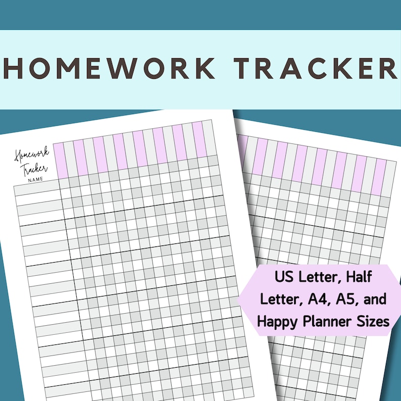 Homework Tracker Pages, Printable Teacher Homework Log, PDF Teacher ...