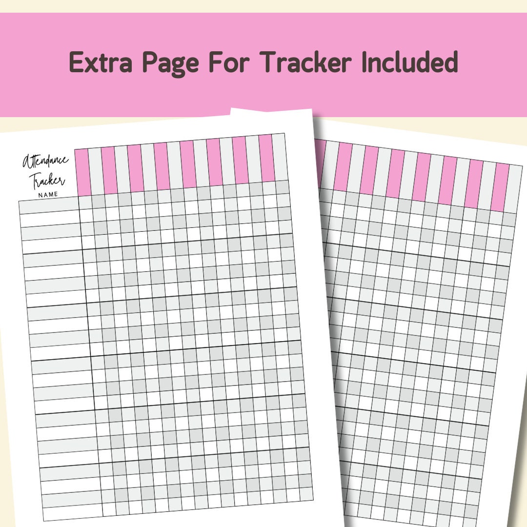 Attendance Tracker Pages, Printable Attendance Log, PDF Teacher Planner ...