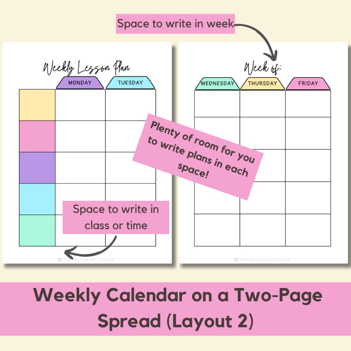 Weekly Teacher Planner, Printable Weekly Lesson Planner, PDF Teacher ...