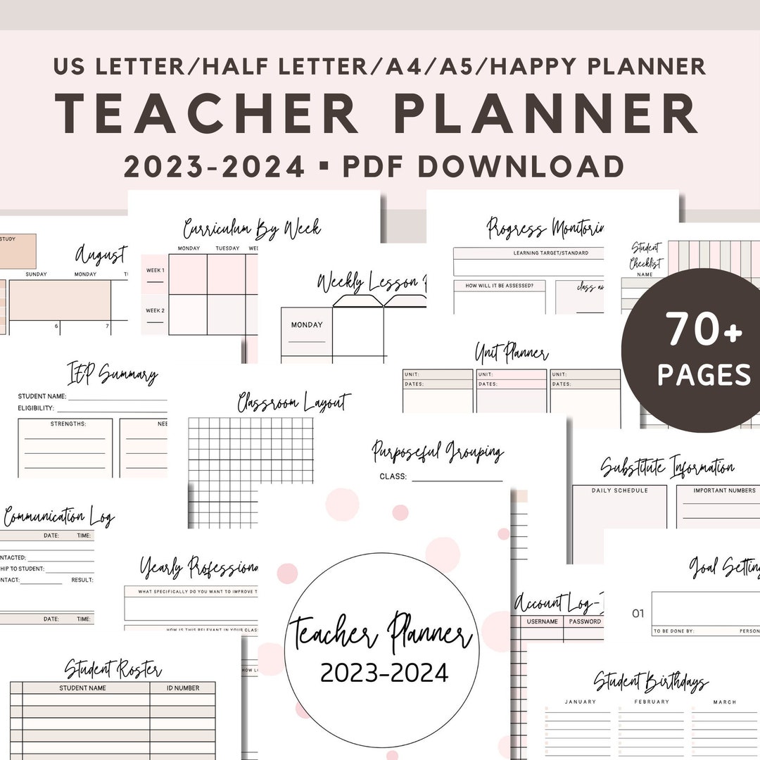 Teacher Planner 2023-2024, Printable Lesson Planner, PDF Teacher ...