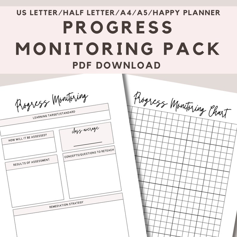 Progress Monitoring Pages, Printable Progress Monitoring, PDF Teacher ...
