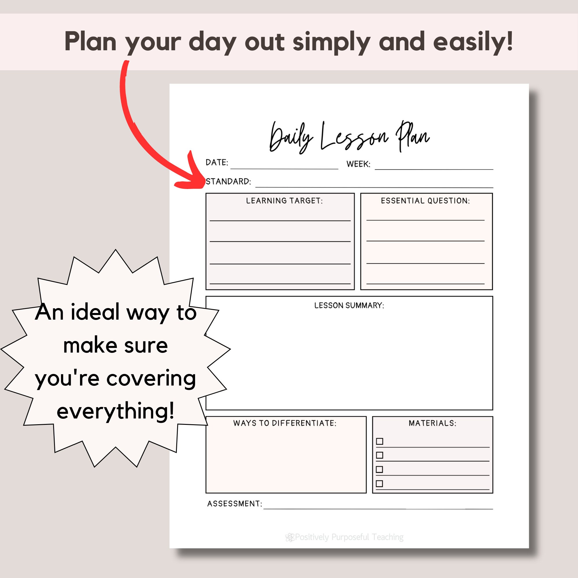 Lesson Plan Pages, Printable Planning Templates, PDF Teacher Planner ...