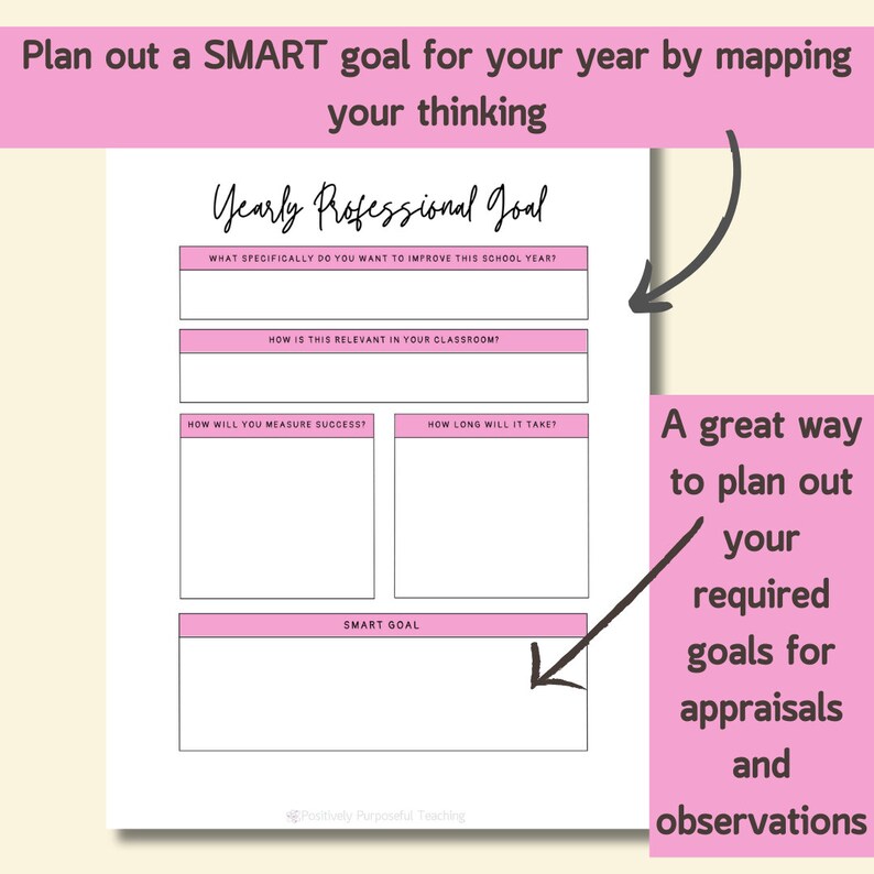Goal Setting Pages, Printable Goal Setting Planner, PDF Teacher Planner ...