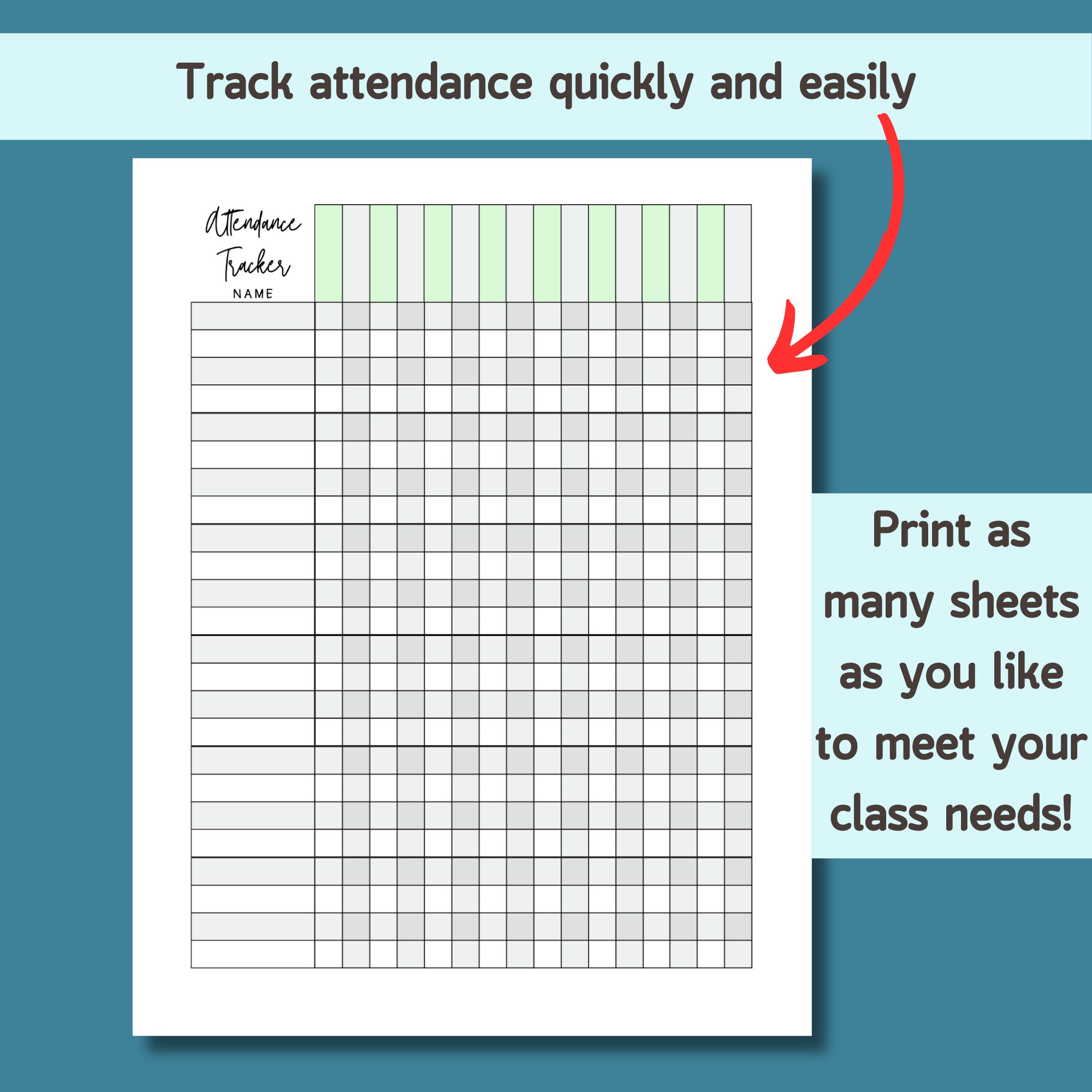 Tracking Chart Pages, Printable Teacher Trackers, Gradebook, PDF ...