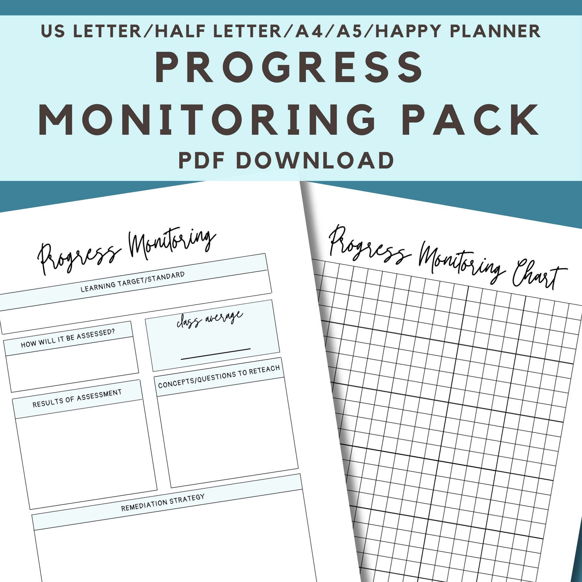 Progress Monitoring Pages, Printable Progress Monitoring, PDF Teacher ...