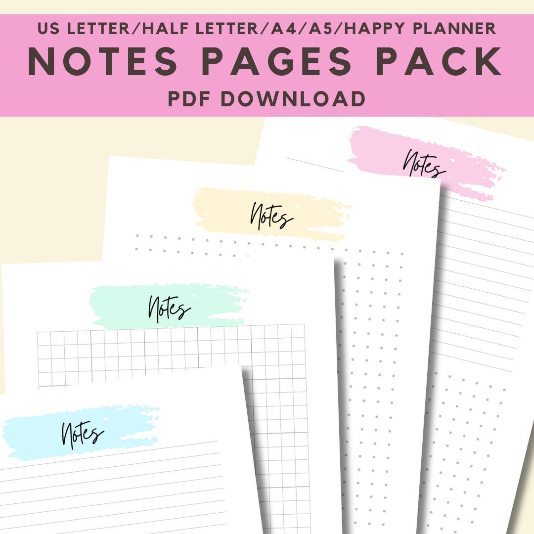 Notes Pages for Teacher Planner, Printable Notes Pages, PDF Teacher ...
