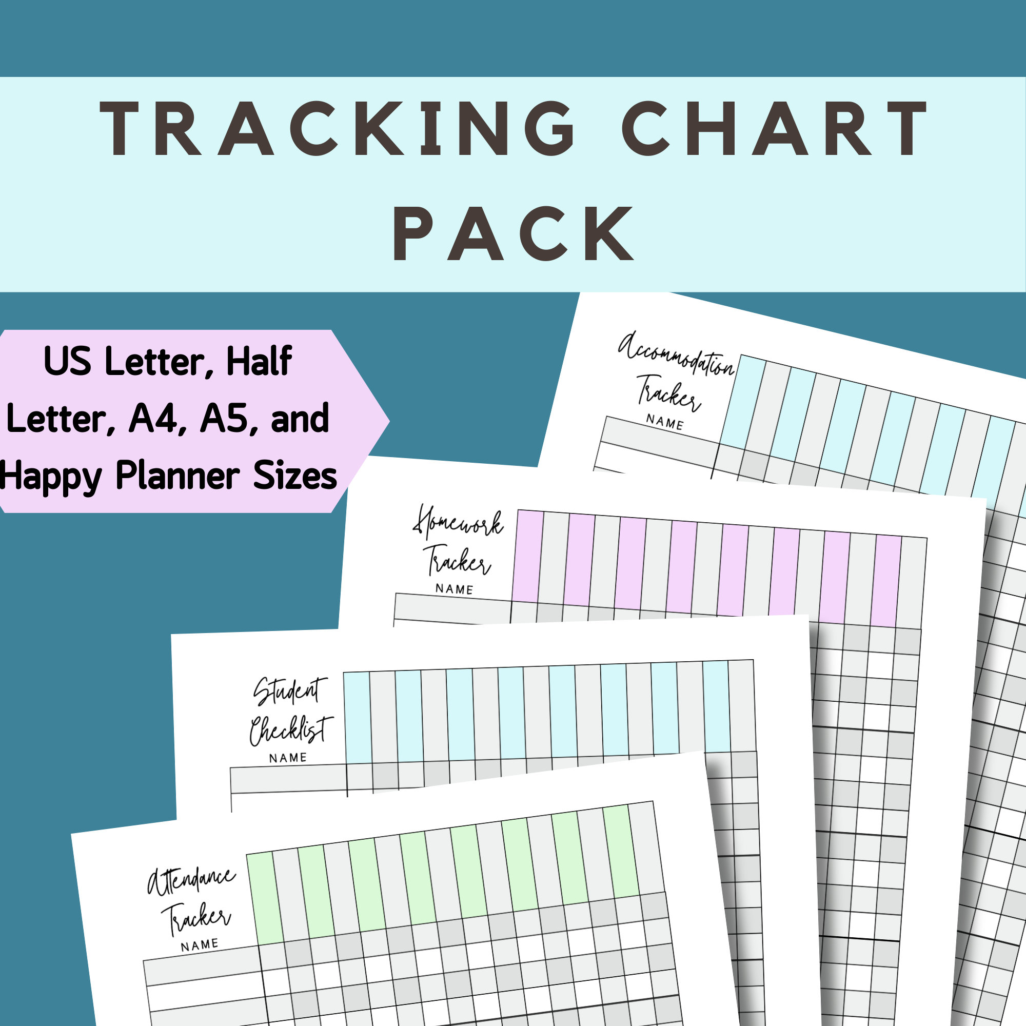 Tracking Chart Pages, Printable Teacher Trackers, Gradebook, PDF ...