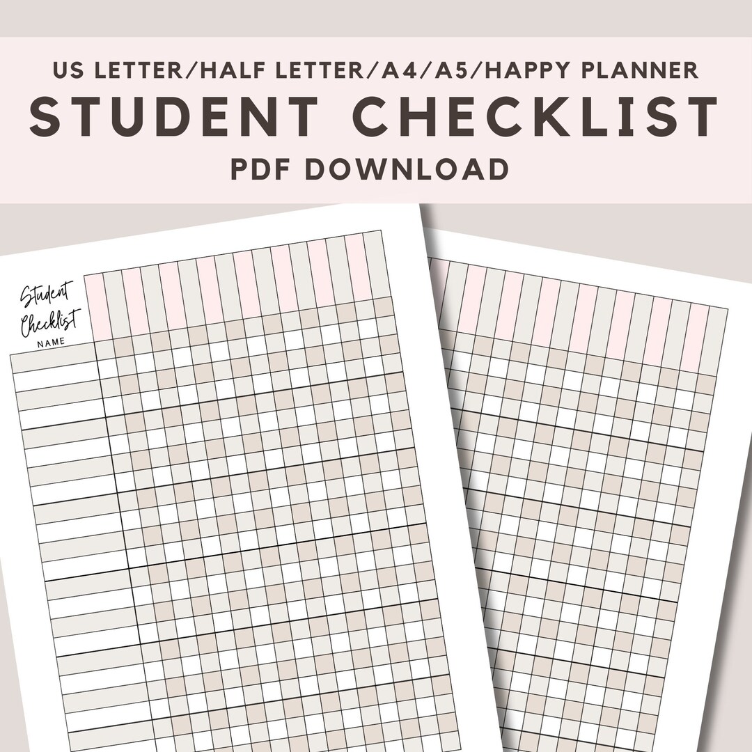 Student Checklist Pages, Printable Checklist, Gradebook, PDF Teacher ...
