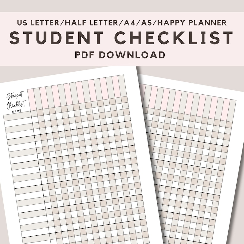 Student Checklist Pages, Printable Checklist, Gradebook, PDF Teacher ...