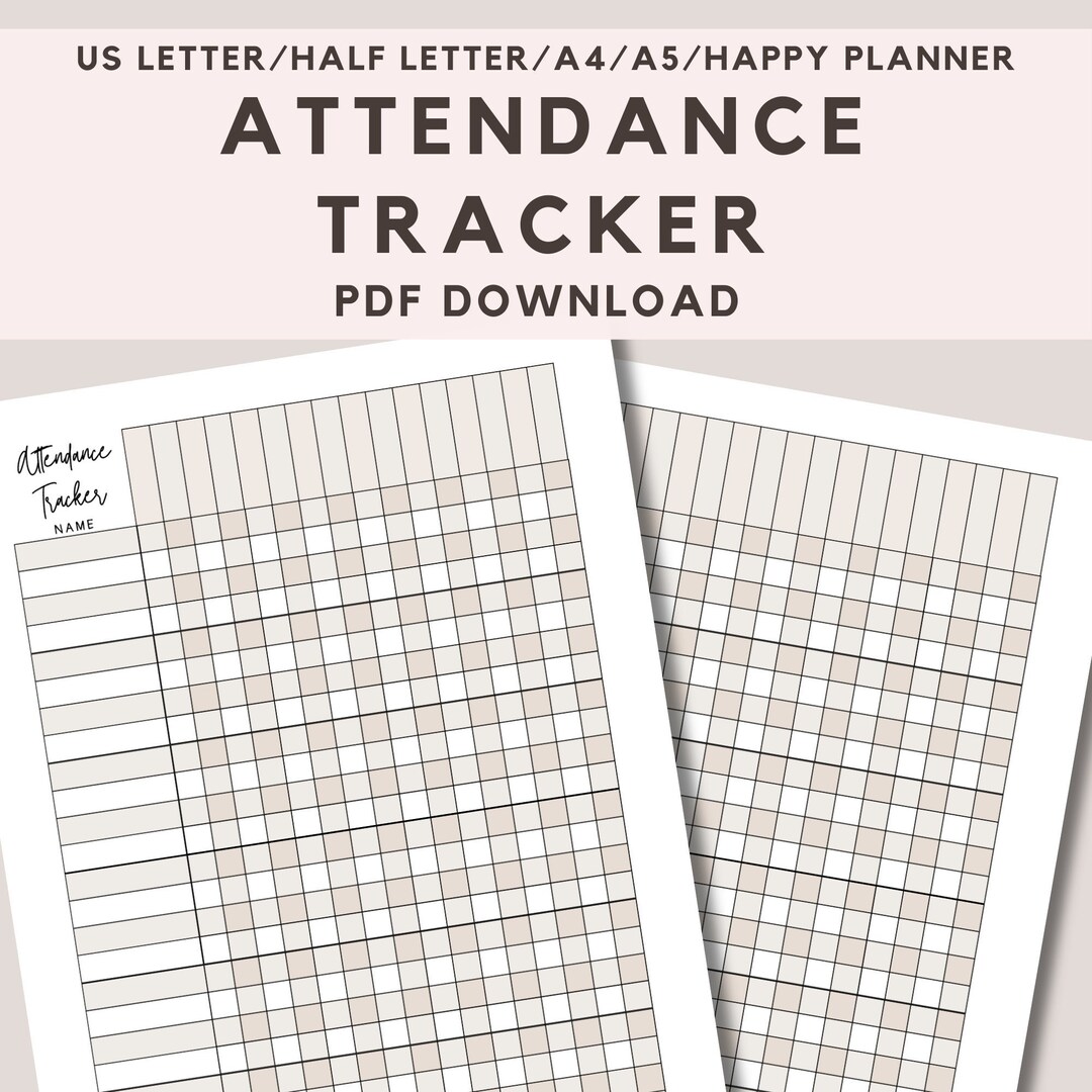Attendance Tracker Pages, Printable Attendance Log, PDF Teacher Planner ...