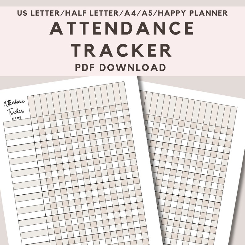 Attendance Tracker Pages, Printable Attendance Log, PDF Teacher Planner ...