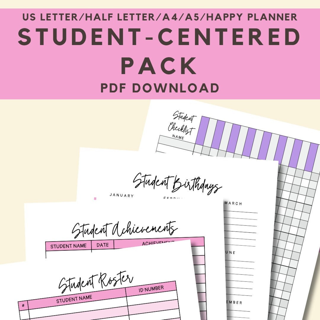 Student-centered Planner Pages, Printable Teacher Planner Student Focus ...