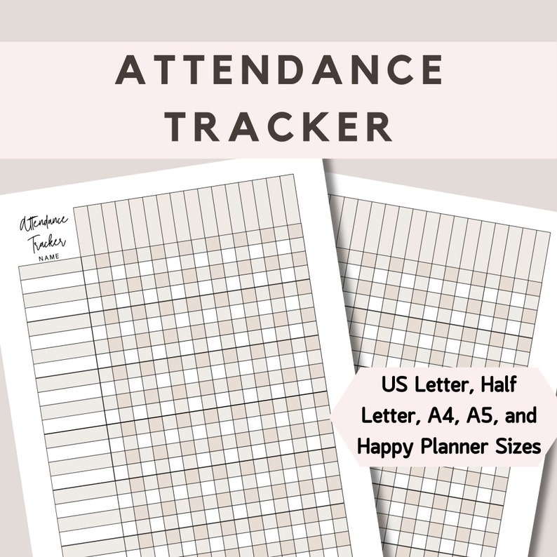 Attendance Tracker Pages, Printable Attendance Log, PDF Teacher Planner ...