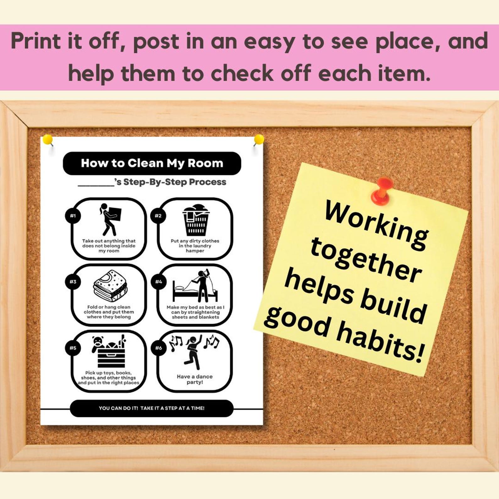 Printable Kids Bedroom Cleaning Checklist, Visual Cleanup List for ...