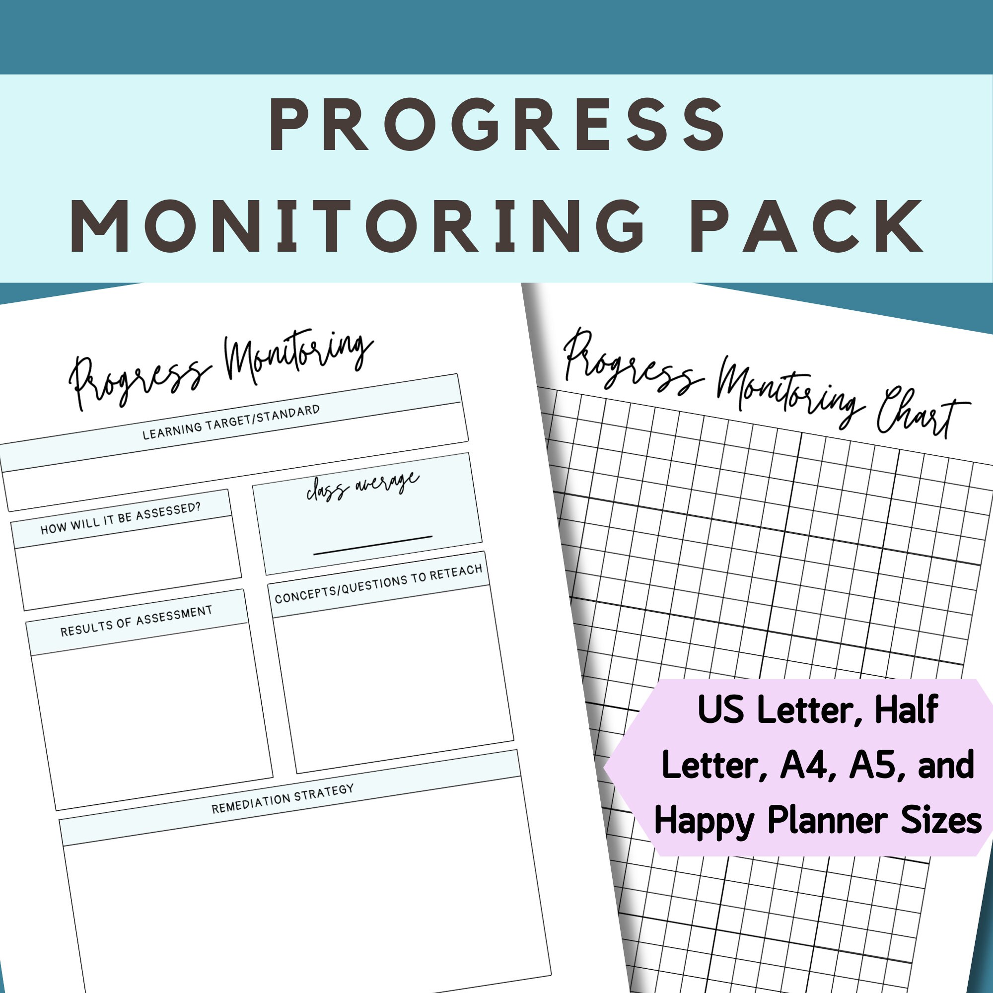 Progress Monitoring Pages, Printable Progress Monitoring, PDF Teacher ...